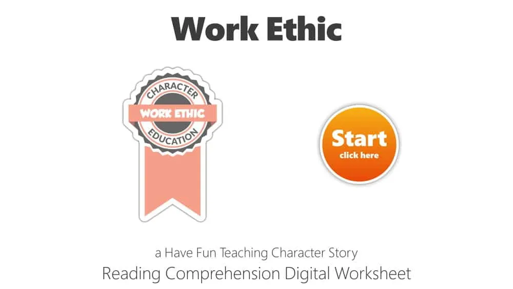 Work Ethic Reading Comprehension Digital Worksheet by Teach Simple
