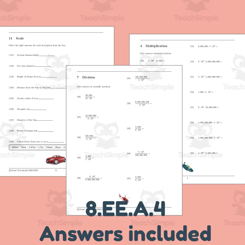 Working with Scientific Notation 8.EE.A.4 by Teach Simple