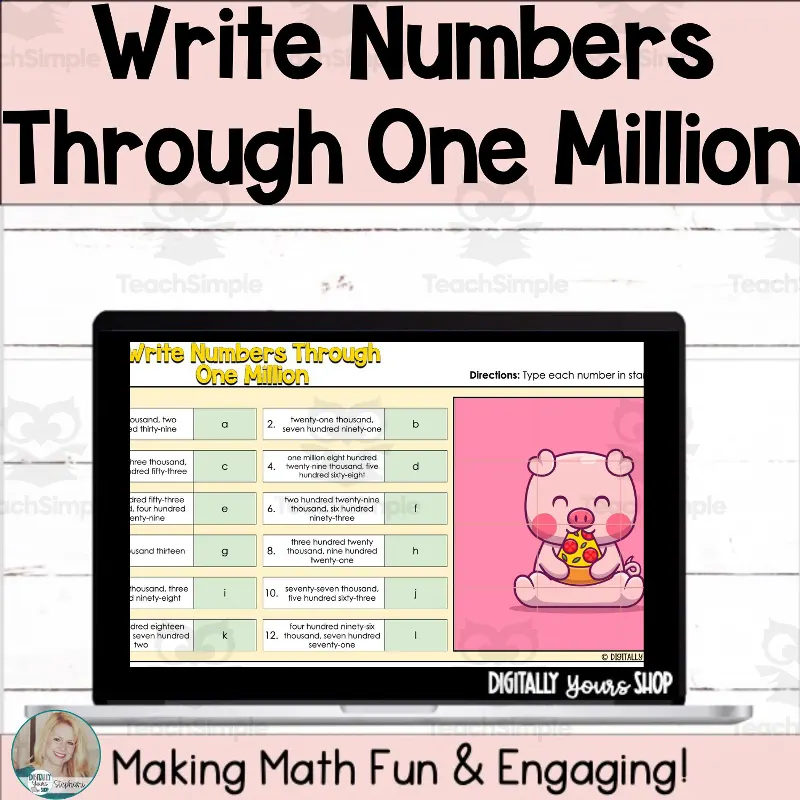 Writing Numbers Through 1 Million Digital Self-Checking Activity by ...