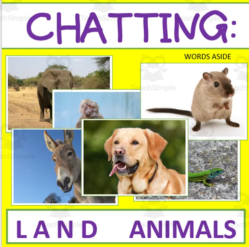 Writing Prompt + Discussion Flashcards: Land Animals Pack by Teach Simple