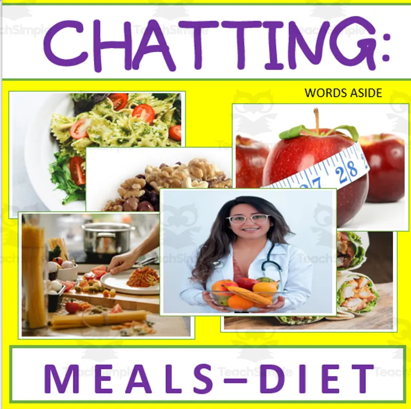 Writing Prompt + Discussion Flashcards: Meals/Diet Pack by Teach Simple