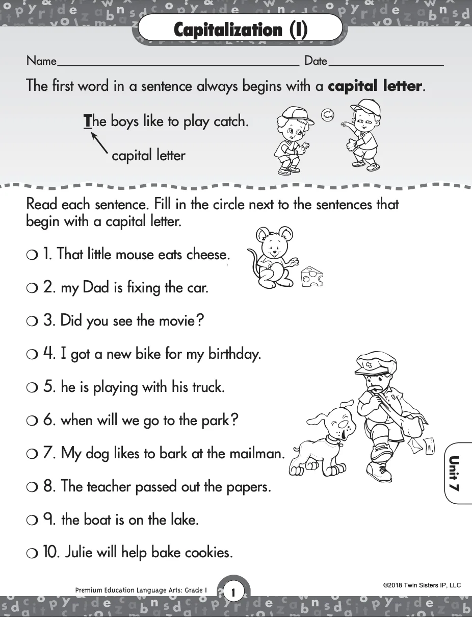 Writing Sentences Printable Workbook by Teach Simple