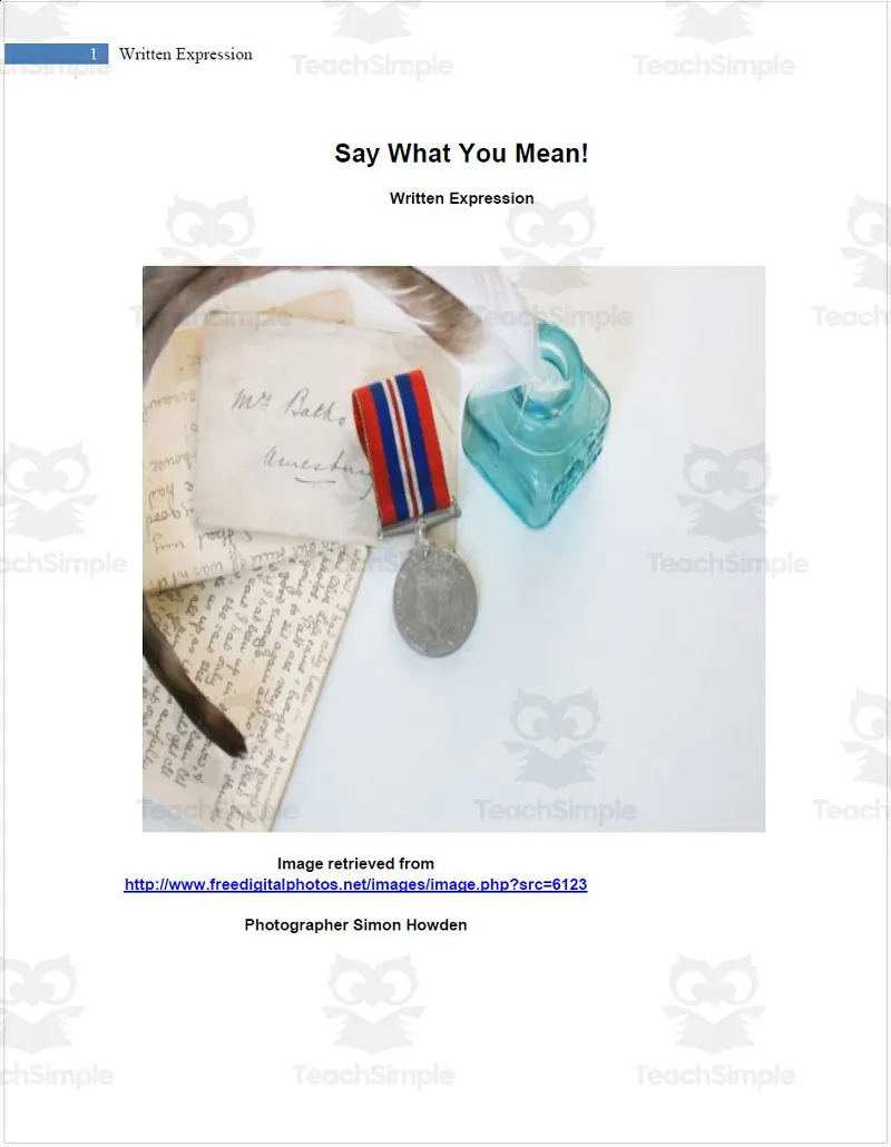 Writing: Writing Expression by Teach Simple