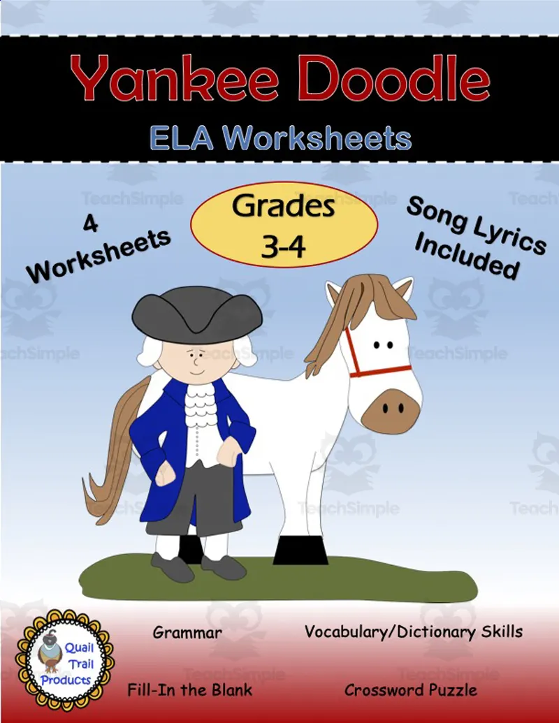 Yankee Doodle ELA Worksheets by Teach Simple