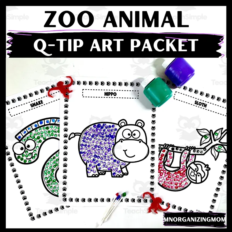 Zoo Animal Q-Tip Art Packet by Teach Simple