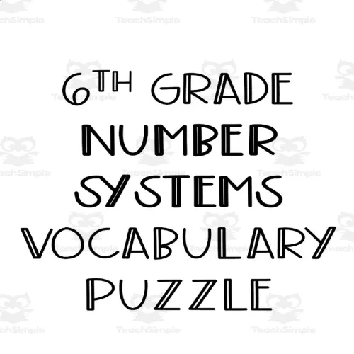 6th Grade Number Systems Crossword Puzzle by Teach Simple
