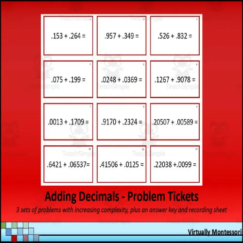Adding Decimals - Problem Tickets by Teach Simple Adding Decimals - Problem Tickets by Teach Simple