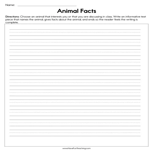 Animal Facts Worksheet by Teach Simple