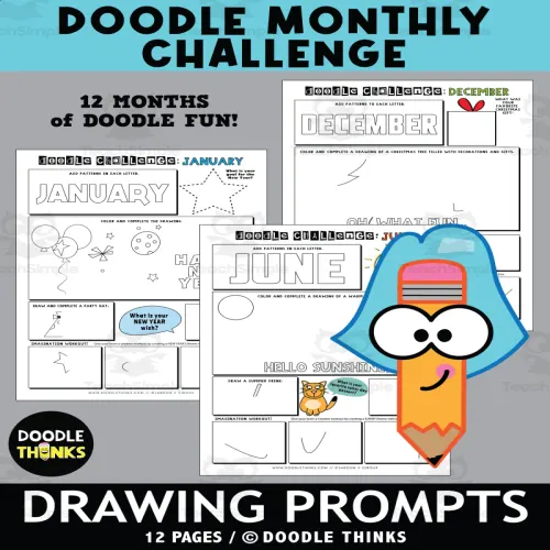 Art Doodle Monthly Drawing Challenges by Teach Simple