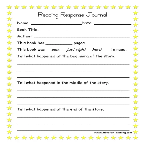 Beginning, Middle, End Reading Response Journal by Teach Simple