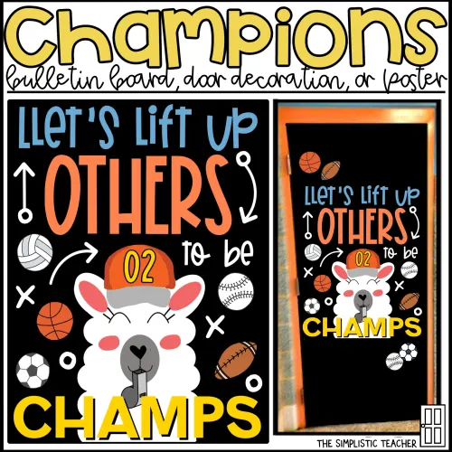 Champions LLama Sports Bulletin Board Kit, Door Decoration, or Poster ...