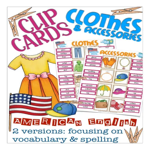 Clothes Clip Cards in American English by Teach Simple