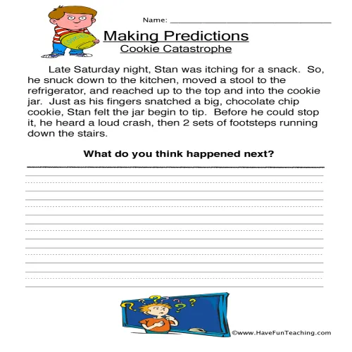 Cookie Catastrophe Predictions Worksheet by Teach Simple