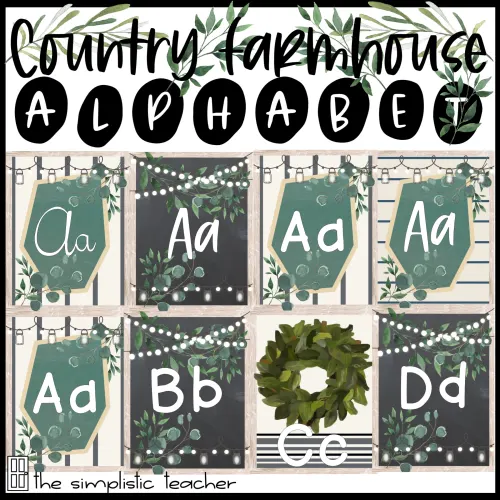 Country Farmhouse Classroom Decor Alphabet by Teach Simple