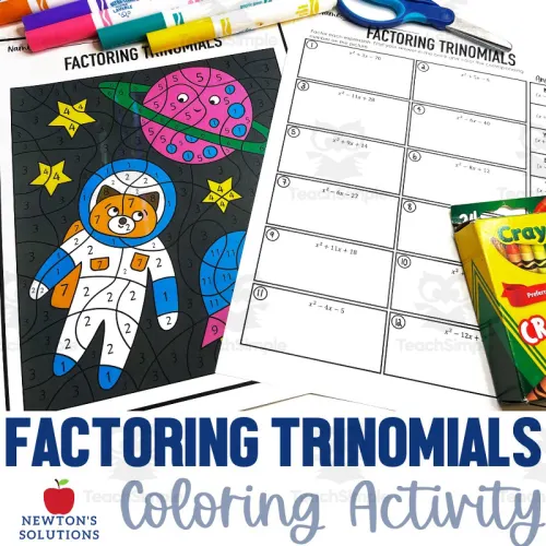 Factoring Trinomials Color by Numbers Worksheet by Teach Simple