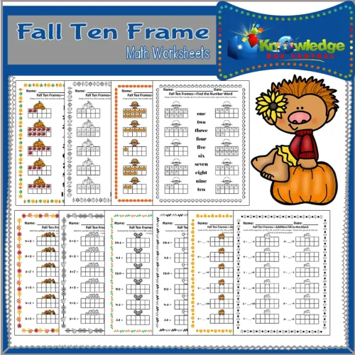 Fall Ten Frame Math Worksheets - EBOOK by Teach Simple