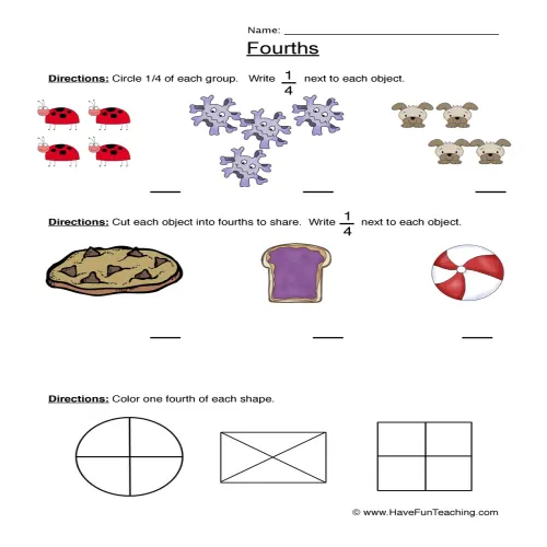Fractions Fourth Worksheet by Teach Simple