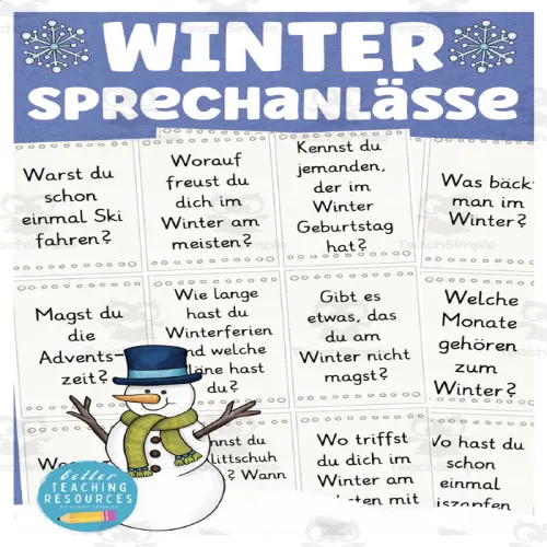 German: Winter Speaking Card Set by Teach Simple