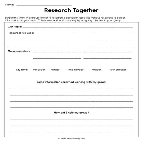Group Researching Worksheet by Teach Simple