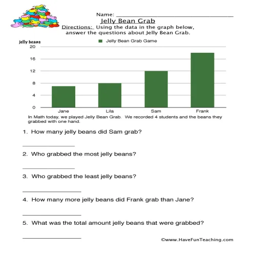 Jelly Bean Data Worksheet by Teach Simple