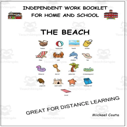 Literacy worksheets: Beach by Teach Simple