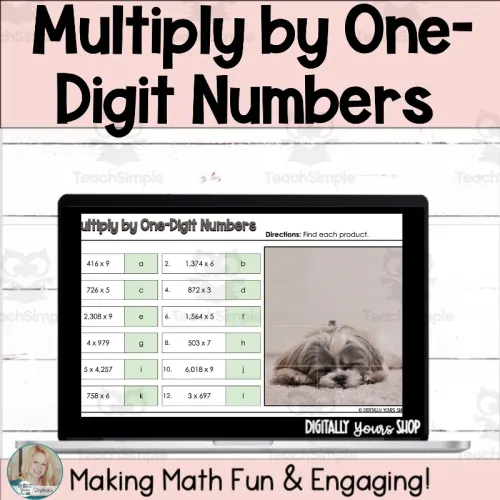 Multiply by One-Digit Numbers Digital Self-Checking Math Activity by ...