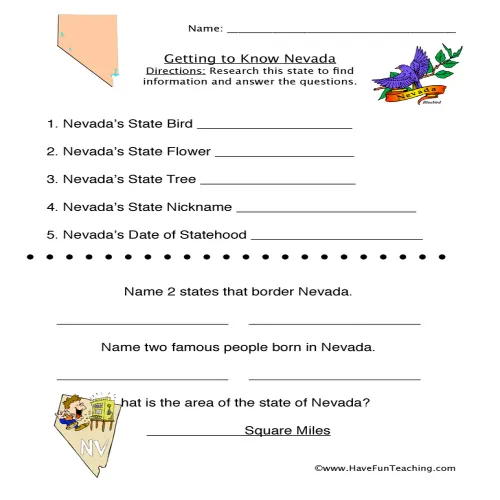 Nevada Worksheet by Teach Simple