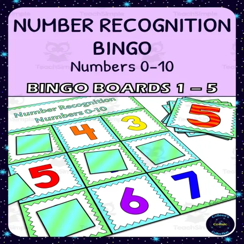 Number Recognition 0-10 Bingo - Boards 1-5 by Teach Simple