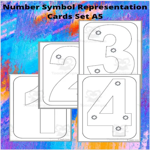 Number Symbol Representation Cards Set A5 by Teach Simple