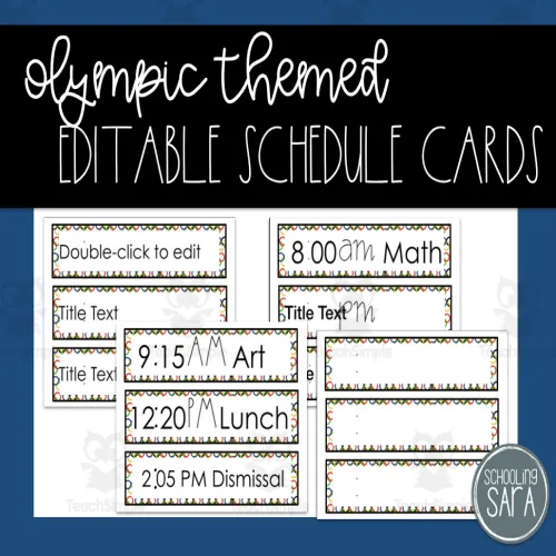Olympic Themed Editable Schedule Cards by Teach Simple