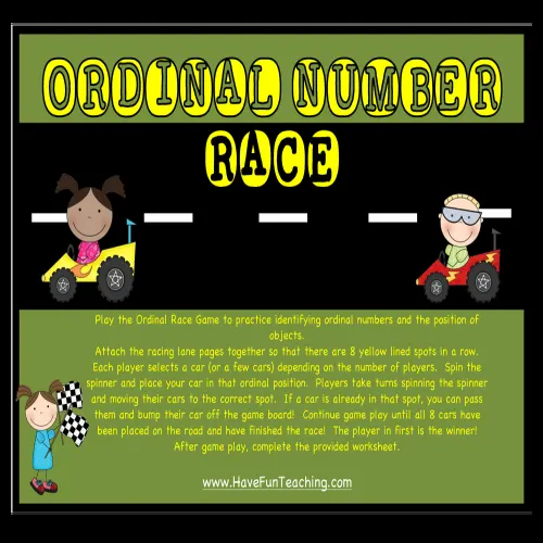 Ordinal Numbers Racecar Activity by Teach Simple Ordinal Numbers Racecar Activity by Teach Simple
