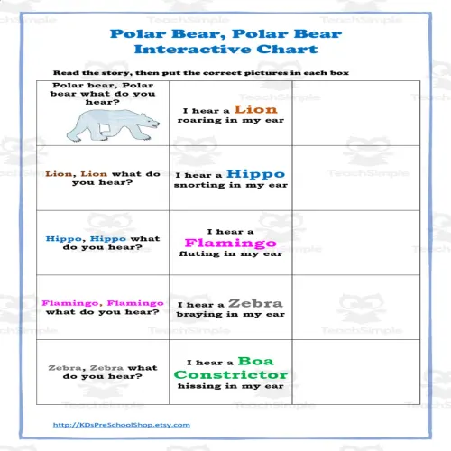 Polar Bear, Polar Bear Interactive Chart by Teach Simple