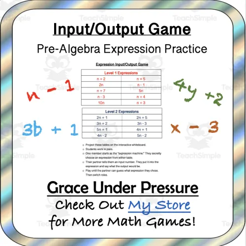 Pre Algebra Expression Inputoutput Game By Teach Simple 0120