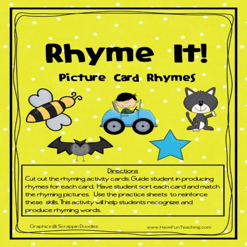 Rhyme It Picture Cards Rhyming Activity by Teach Simple