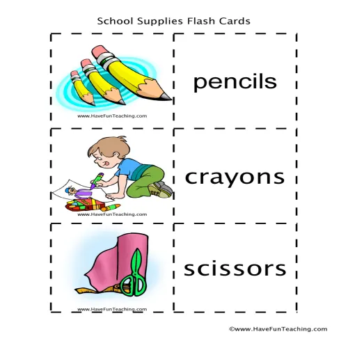 School Supplies Flash Cards by Teach Simple