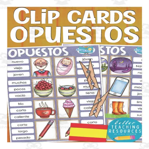 Spanish: Opposites Clip Cards | Vocabulary Practice Activity by Teach ...