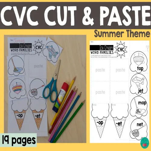 Summer CVC Cut & Paste by Teach Simple