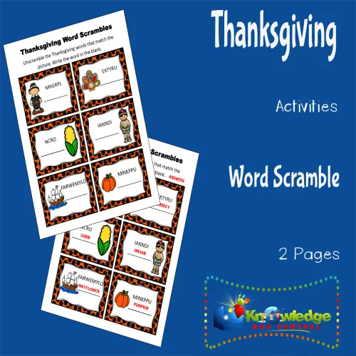 Thanksgiving Activities: Word Scrambles & Key by Teach Simple