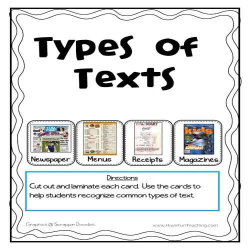 Types of Text Activity by Teach Simple