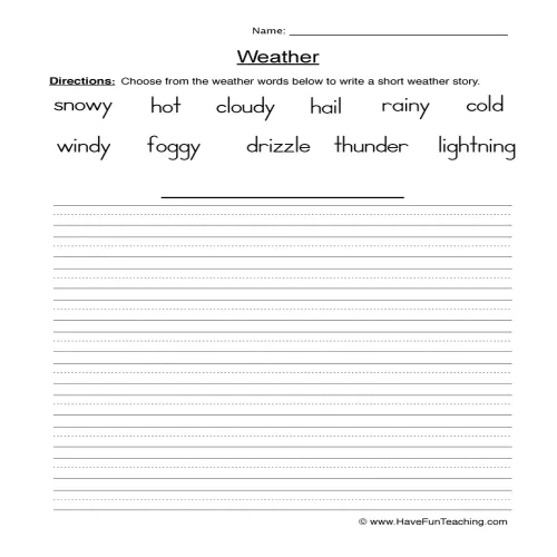 Weather Writing Worksheet by Teach Simple