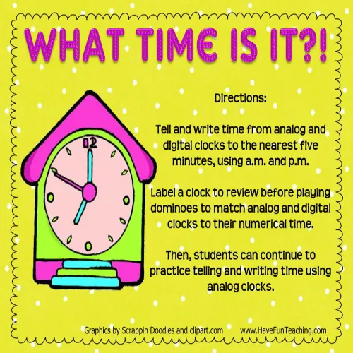 What Time Is It to 5 Minutes Activity by Teach Simple