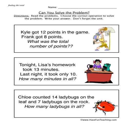 Word Problems Solving Worksheet by Teach Simple