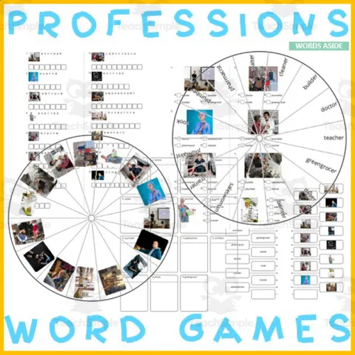 Word Puzzles Crossword Wordsearch Anagram PROFESSIONS by Teach Simple