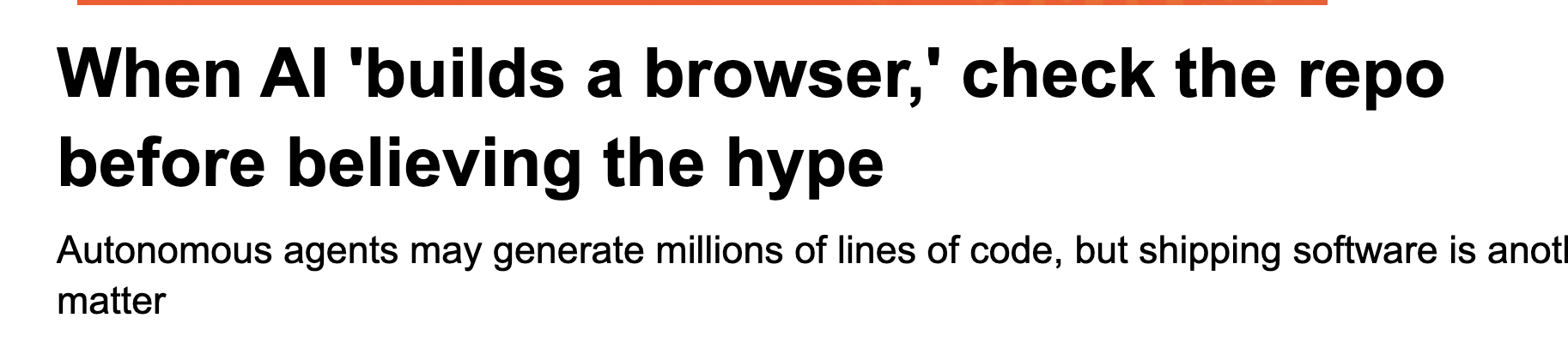 【海外記事紹介】Cursorの「AIがまるごとブラウザ作った」という発表、開発者たちに即検証されてツッコまれまくる
