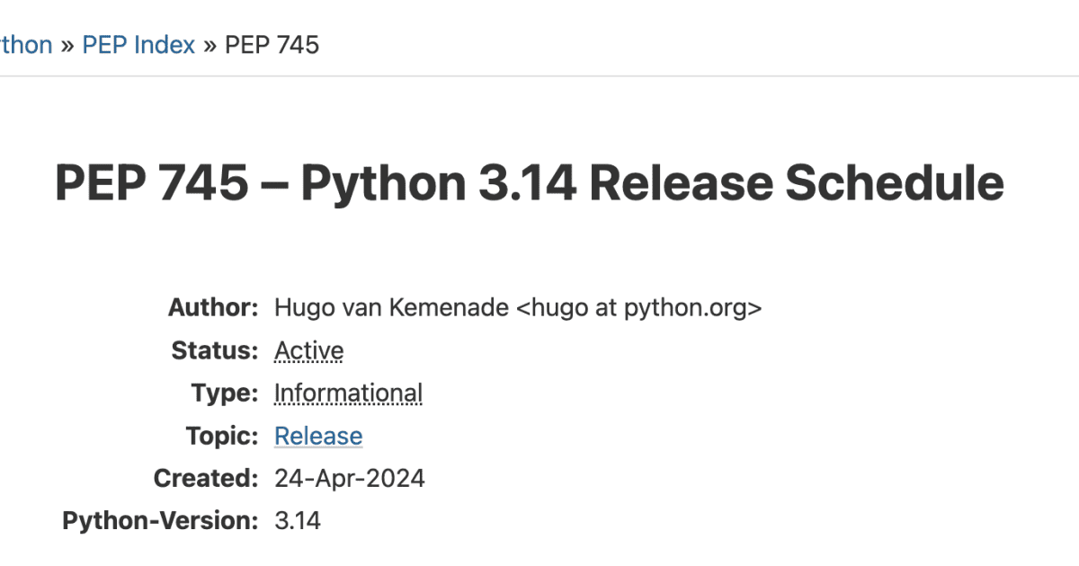 Python、次期バージョン「3.14」のリリース日を公式発表、詳細スケジュールを公開
