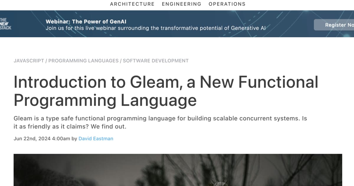 新たな関数型プログラミング言語「Gleam」が話題 ー 型安全、並行システムに最適化、ErlangとJavaScriptにコンパイル可能