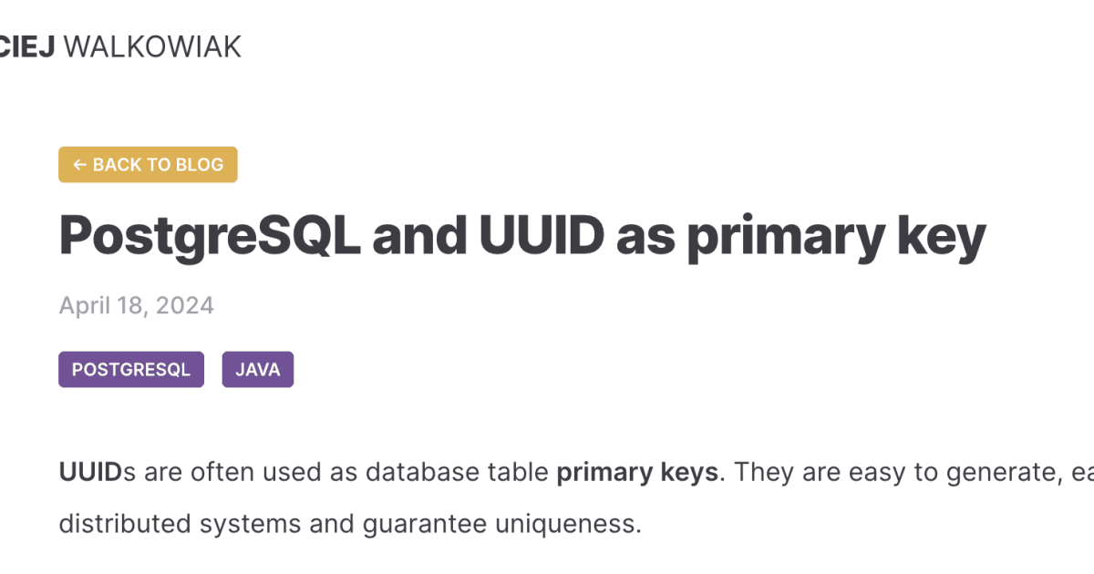 【海外記事紹介】PostgreSQLでUUIDを主キーとして使う