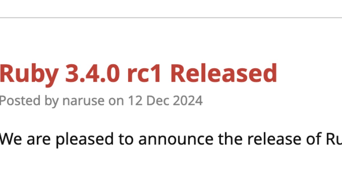 Ruby 3.4.0-rc1が公開、新たな機能「Prism」や「モジュラーGC」を搭載