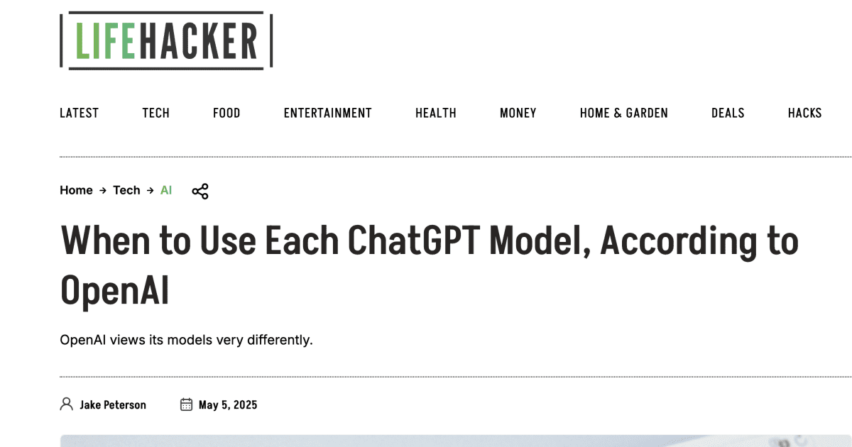 【海外記事紹介】ChatGPTモデルをどう使い分けるか、OpenAIが推奨する方法
