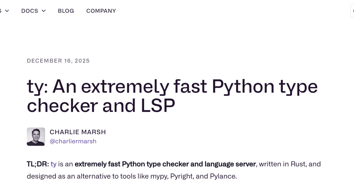 【海外で話題】Pythonの新たな型チェッカー「ty」がすごい — Rustで書かれた超高速な型チェッカー＆言語サーバー